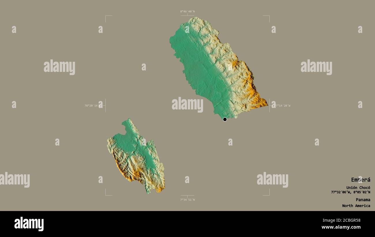 Area of Emberá, indigenous territory of Panama, isolated on a solid ...