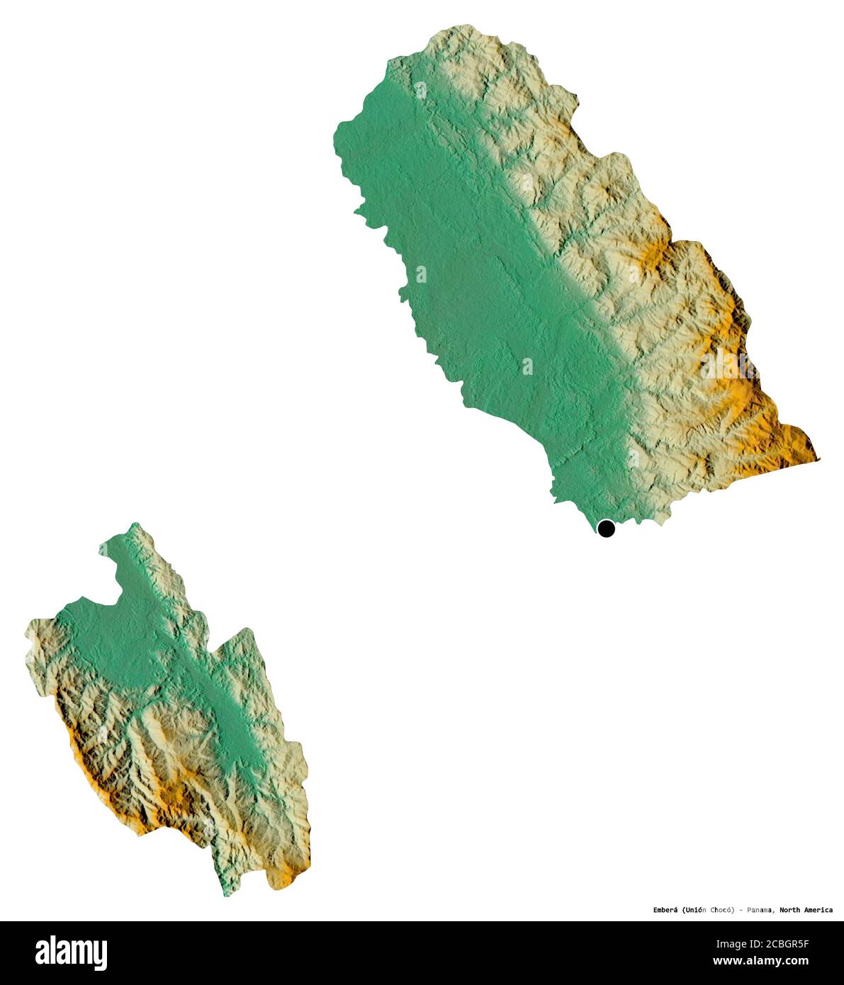 Shape of Emberá, indigenous territory of Panama, with its capital ...