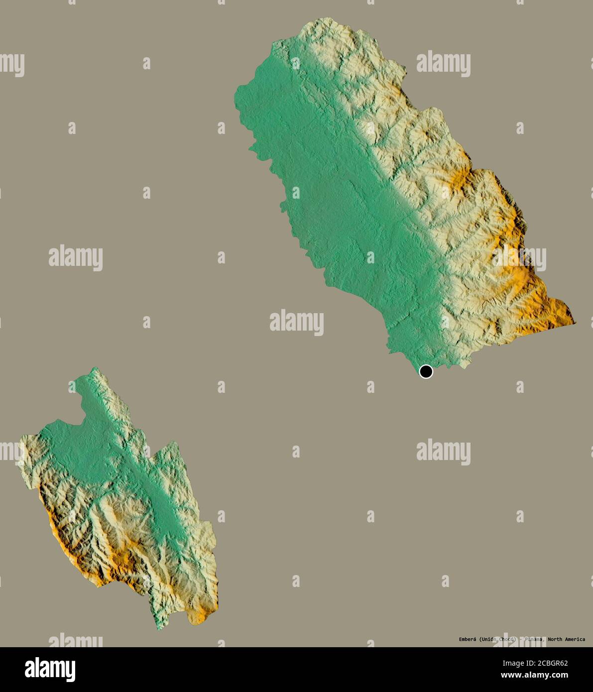 Shape of Emberá, indigenous territory of Panama, with its capital ...