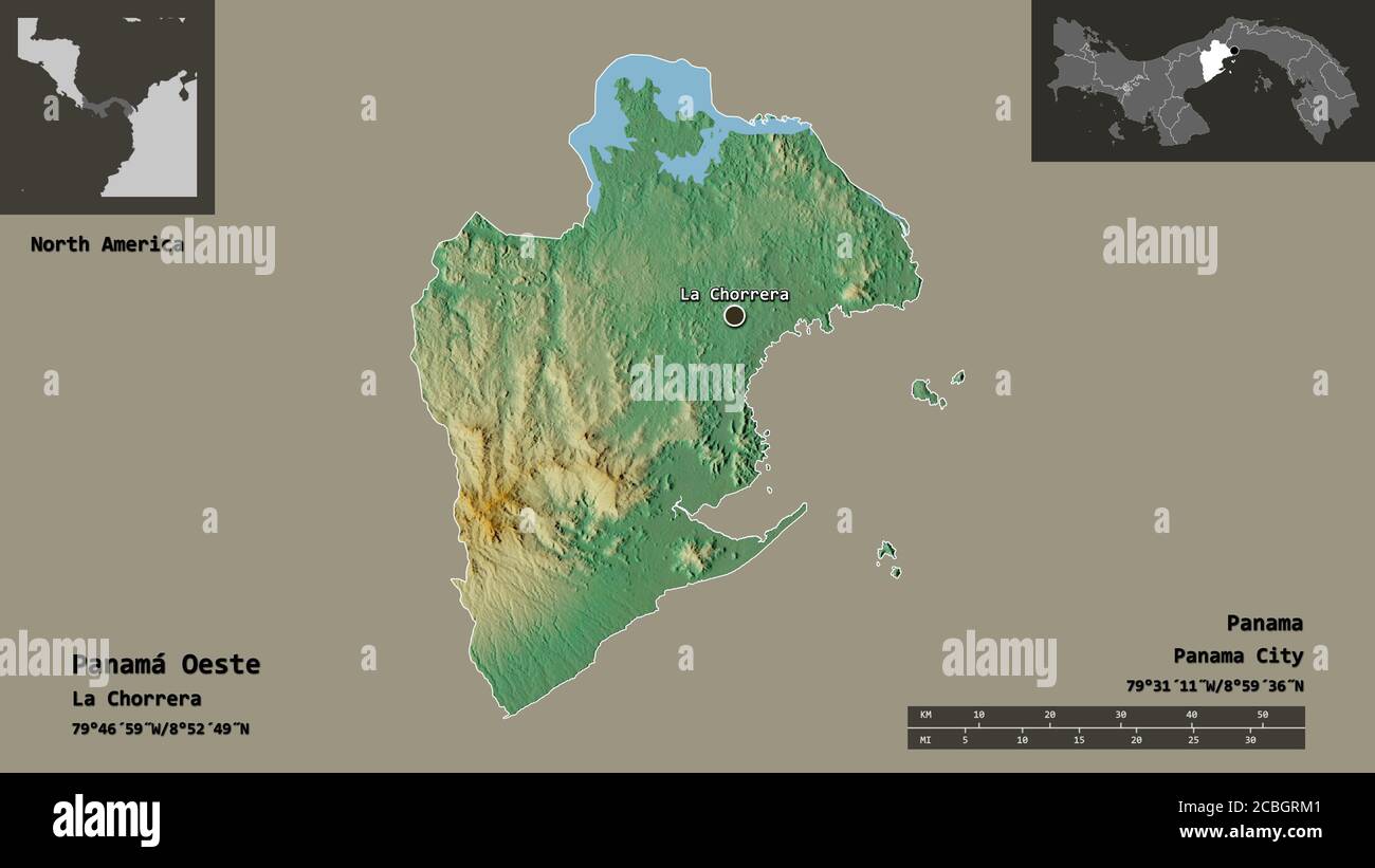 Shape of Panamá Oeste, province of Panama, and its capital. Distance ...