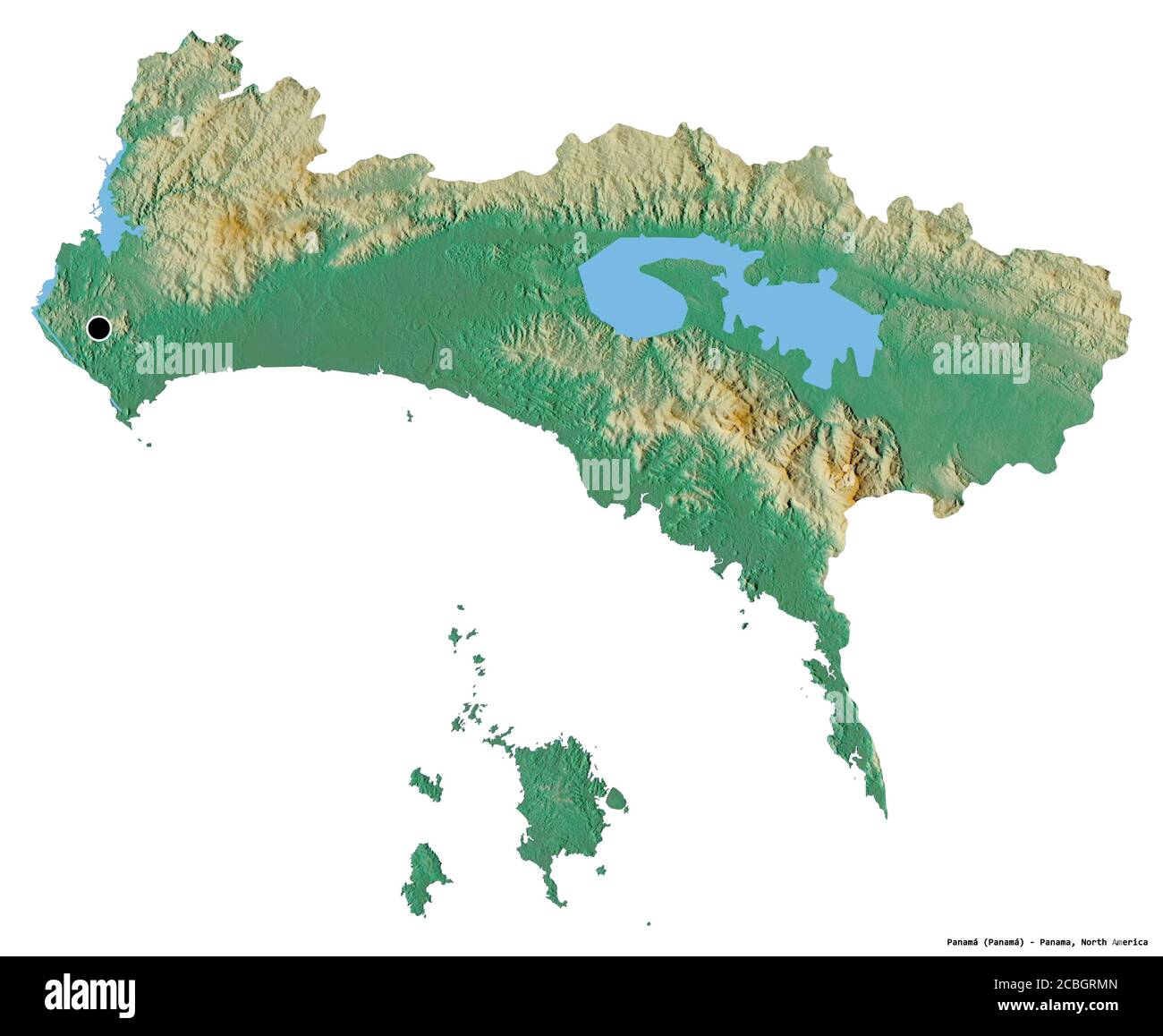 Shape of Panamá, province of Panama, with its capital isolated on white ...