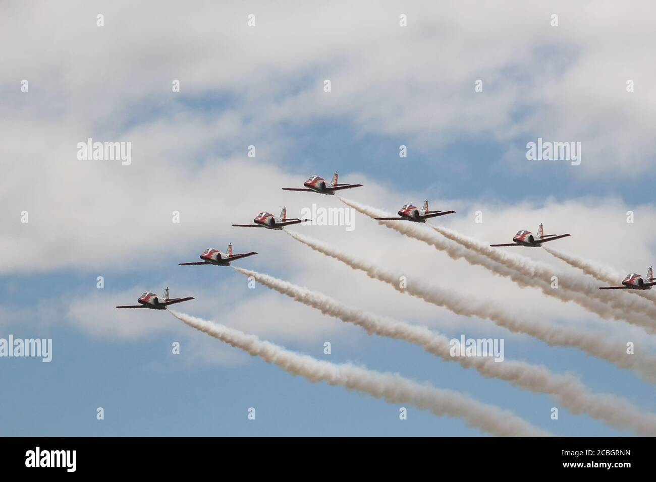 The Spanish Patrulla Águila (Eagle Patrol) aerobatic display team Stock ...