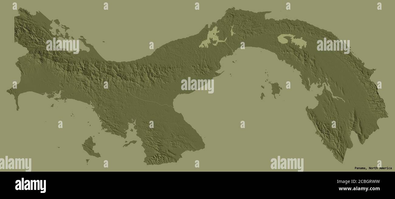 Shape of Panama with its capital isolated on a solid color background ...