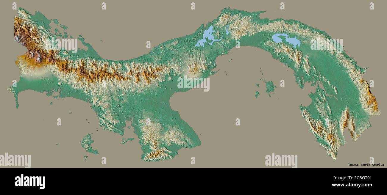Shape of Panama with its capital isolated on a solid color background ...