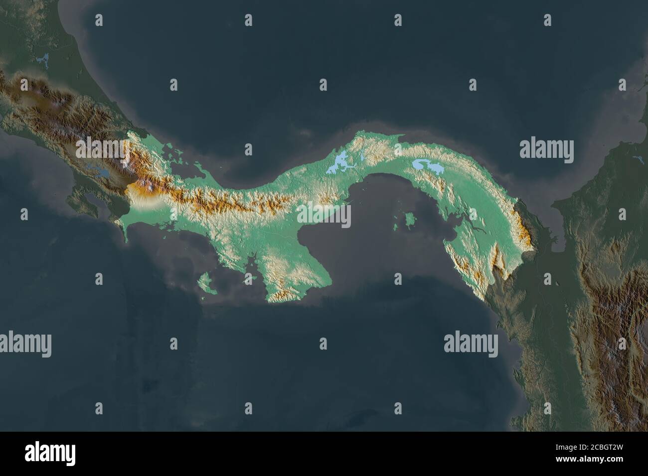 Shape of Panama separated by the desaturation of neighboring areas ...