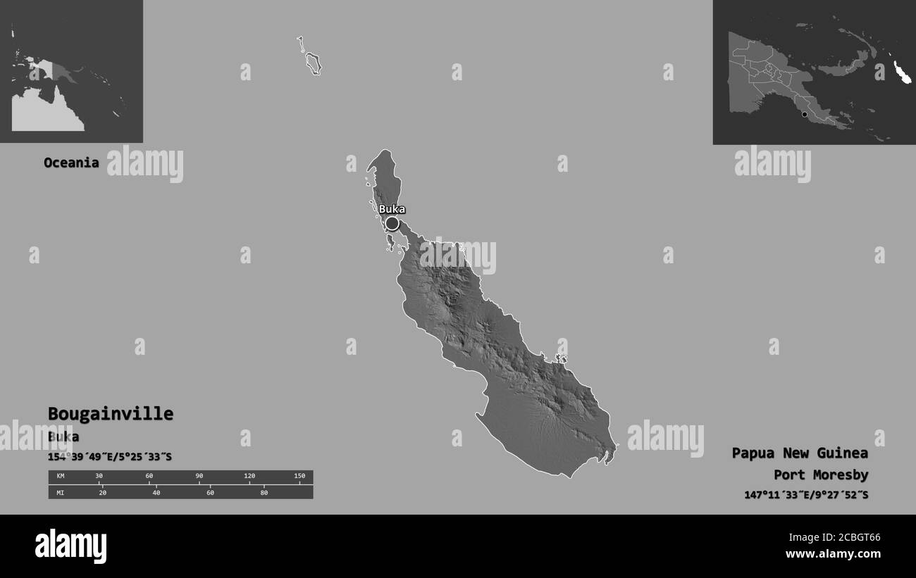 Shape of Bougainville, autonomous region of Papua New Guinea, and its ...