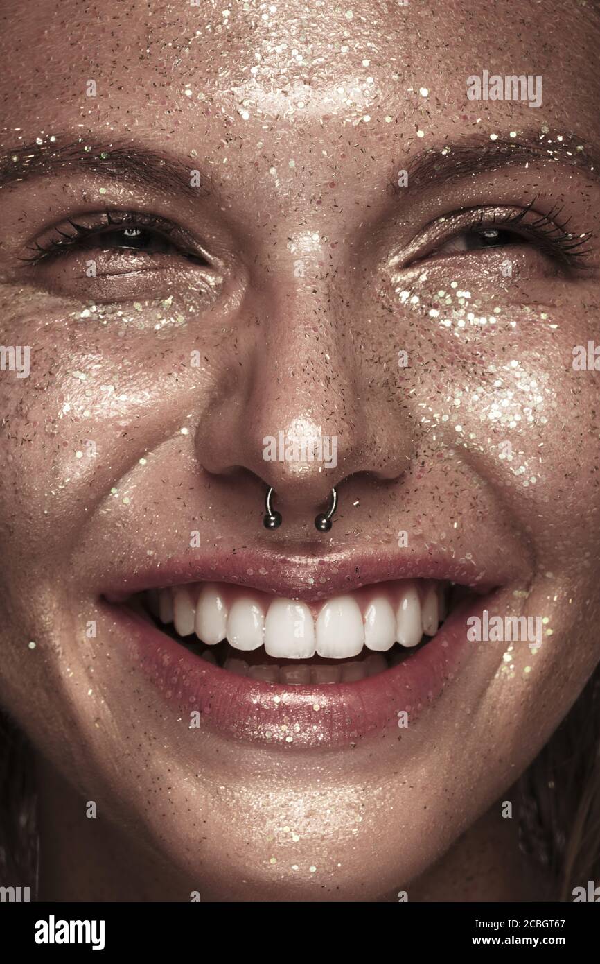 Portrait of a girl with emotion on her face. Joy Stock Photo - Alamy