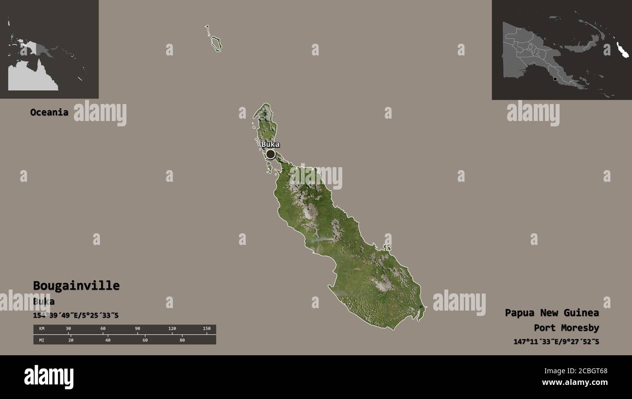 Shape of Bougainville, autonomous region of Papua New Guinea, and its ...