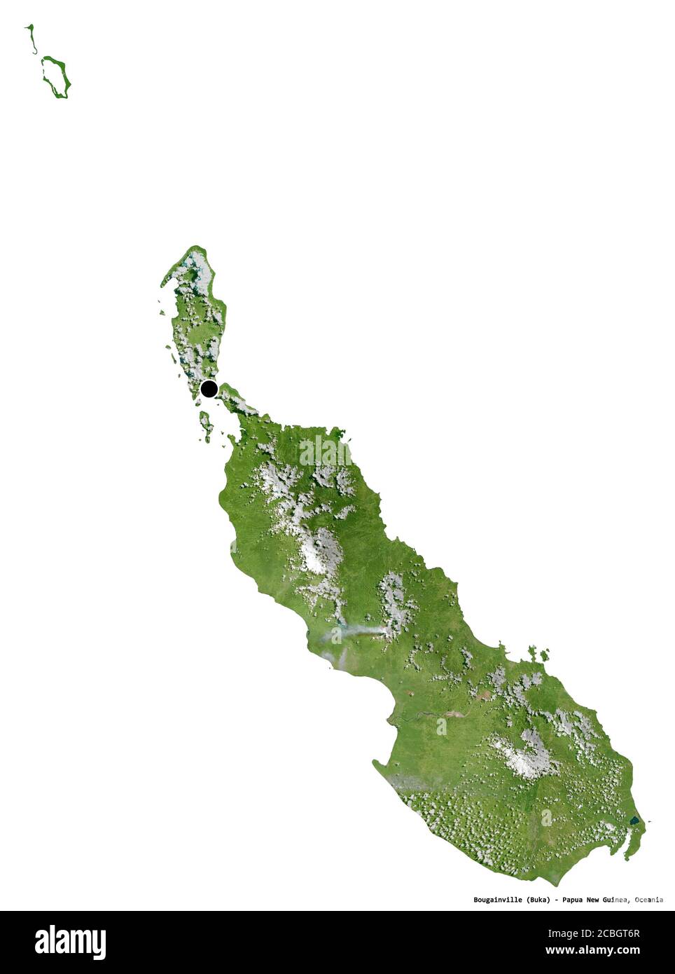 Shape of Bougainville, autonomous region of Papua New Guinea, with its ...