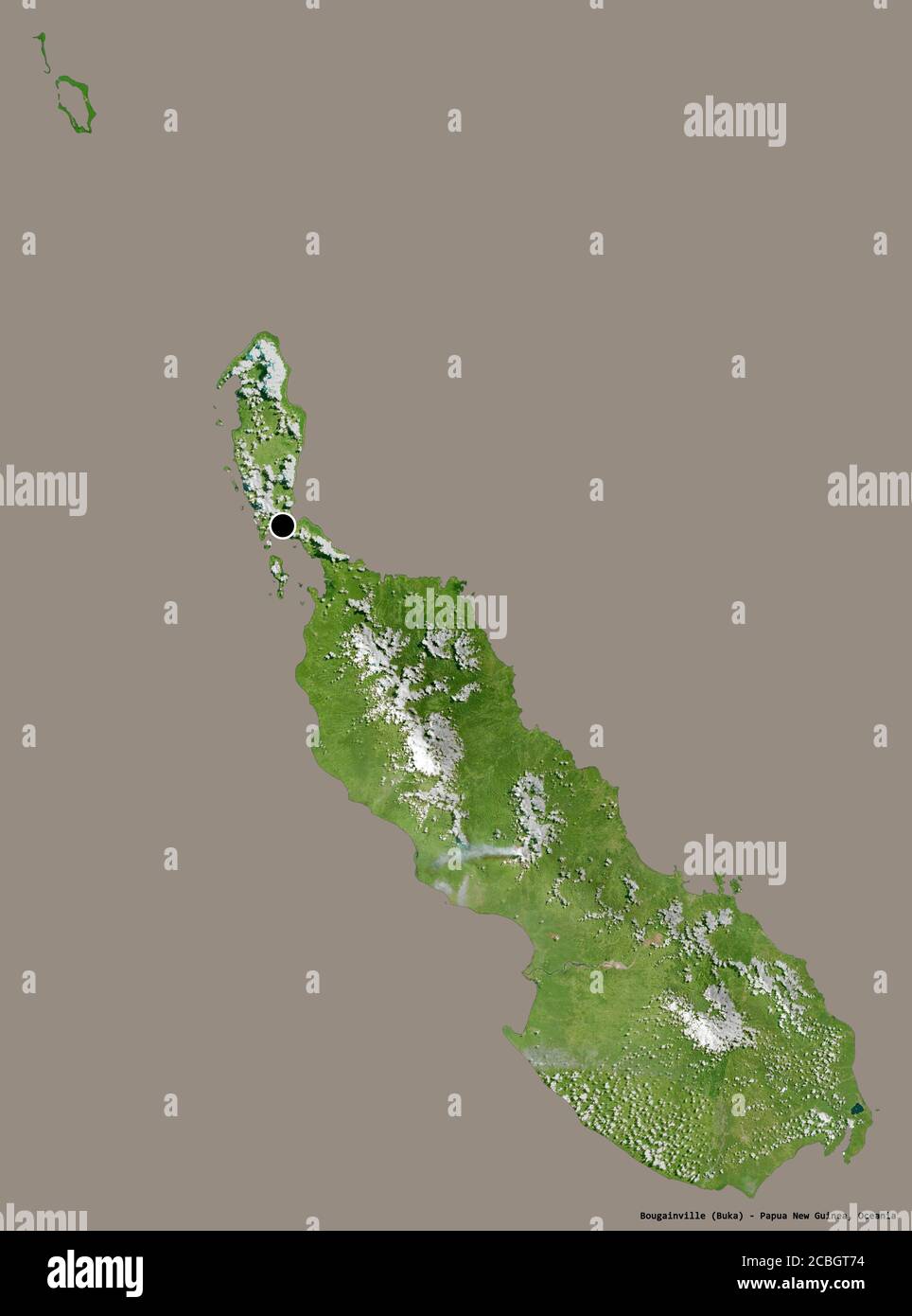 Shape of Bougainville, autonomous region of Papua New Guinea, with its ...