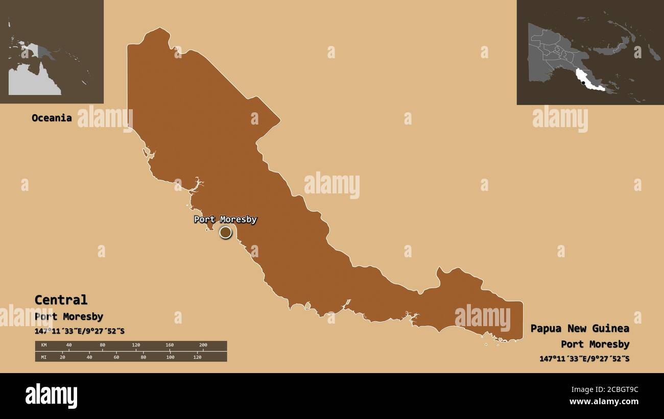 Shape of Central, province of Papua New Guinea, and its capital ...