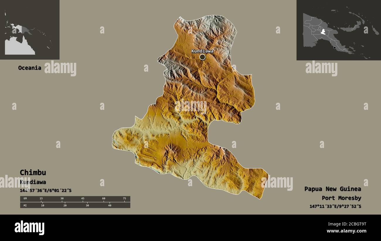 Shape of Chimbu, province of Papua New Guinea, and its capital ...