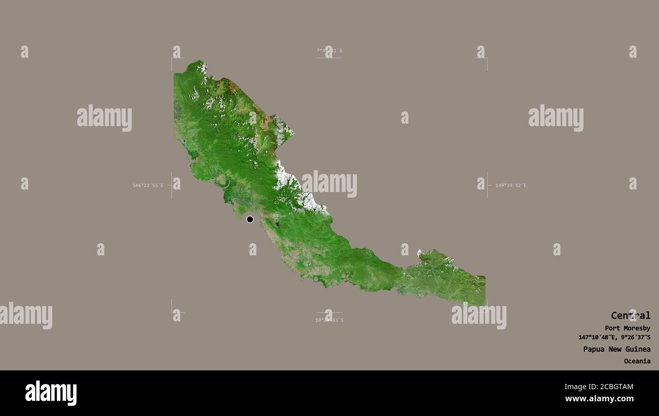 Area of Central, province of Papua New Guinea, isolated on a solid ...