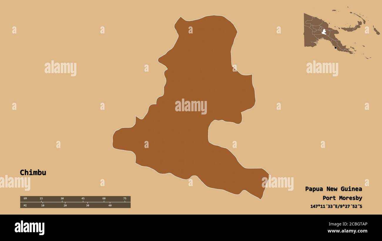 Shape of Chimbu, province of Papua New Guinea, with its capital ...