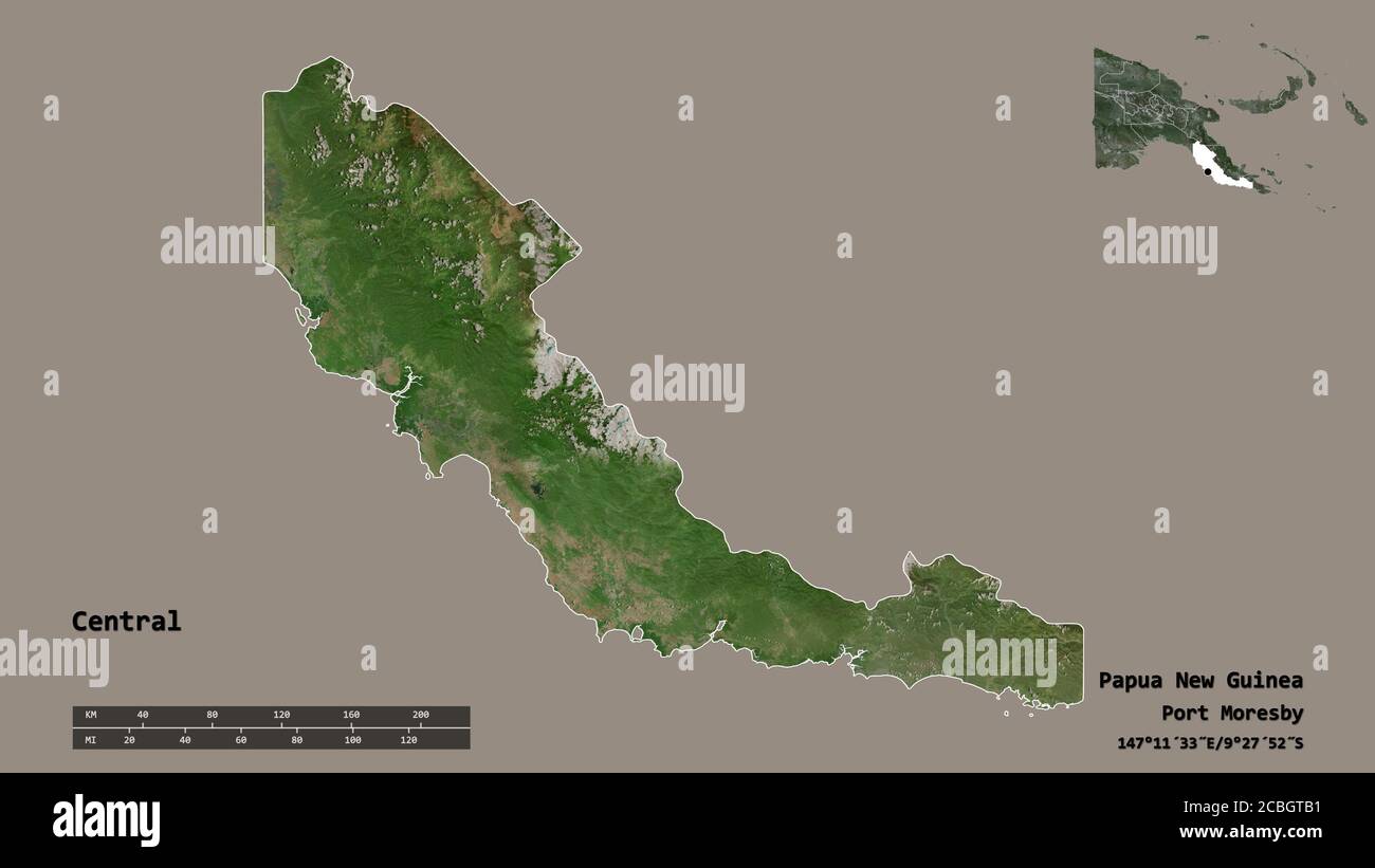 Shape of Central, province of Papua New Guinea, with its capital ...