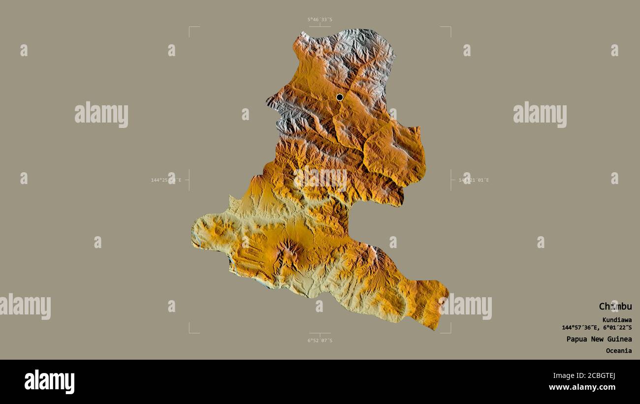 Area of Chimbu, province of Papua New Guinea, isolated on a solid ...