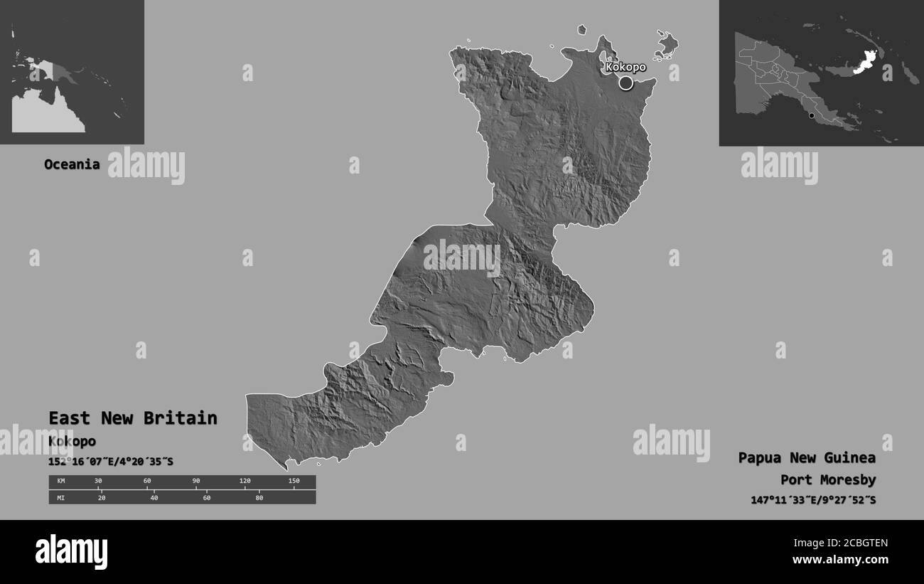 Shape of East New Britain, province of Papua New Guinea, and its ...