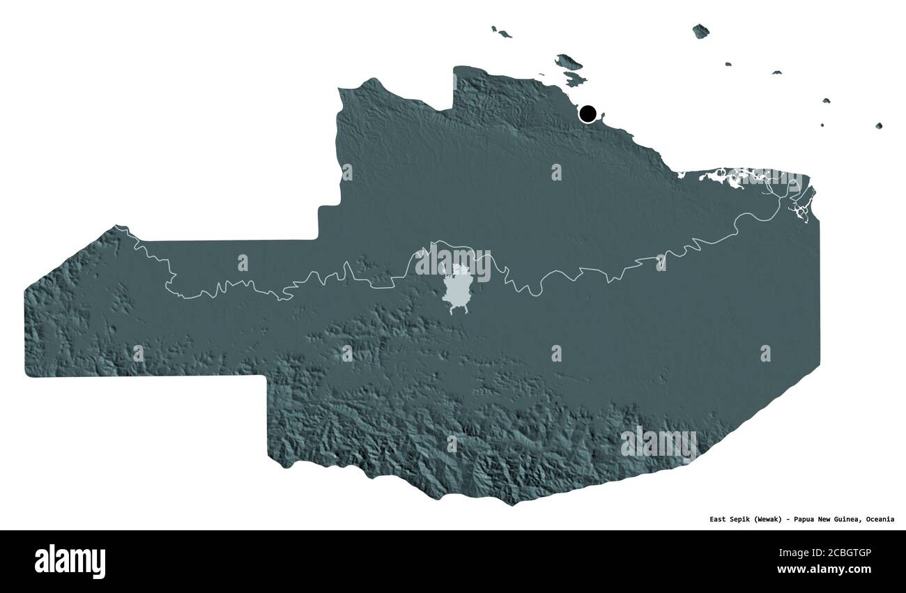 Shape of East Sepik, province of Papua New Guinea, with its capital ...
