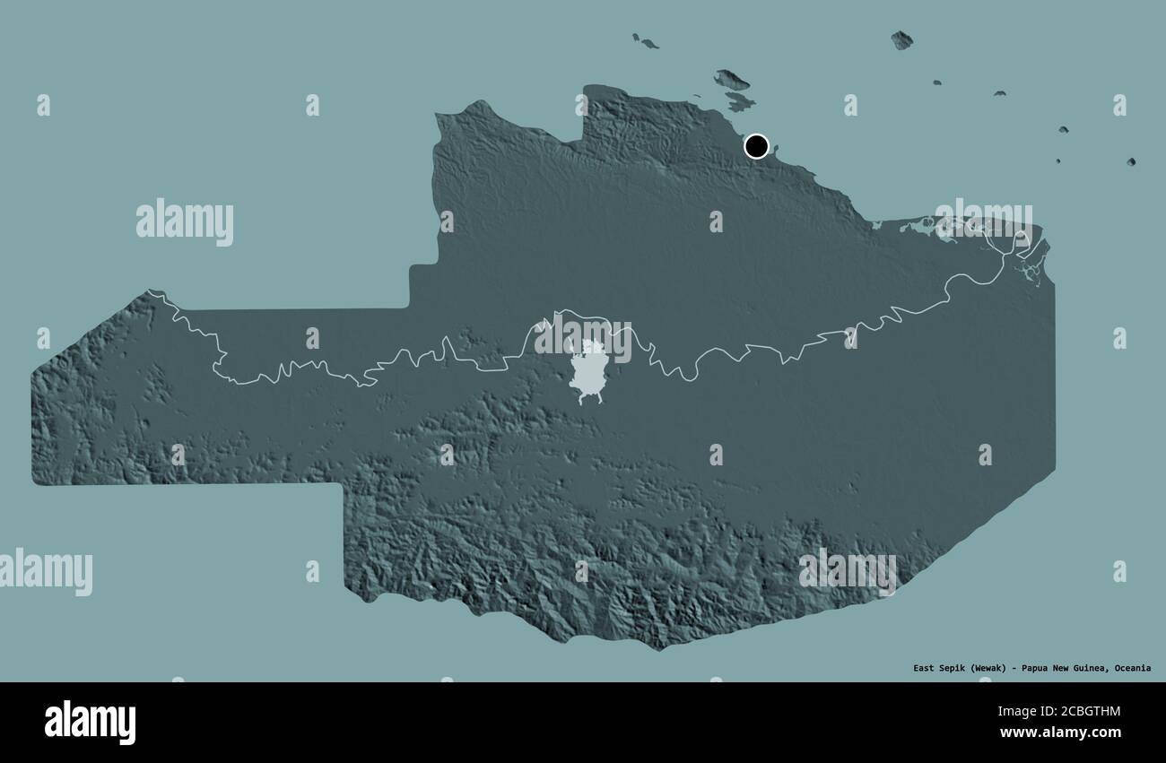 Shape of East Sepik, province of Papua New Guinea, with its capital ...
