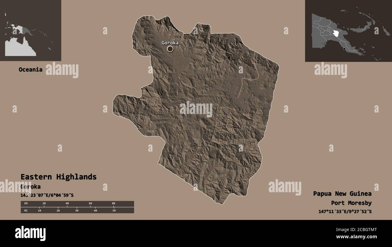 Shape of Eastern Highlands, province of Papua New Guinea, and its ...