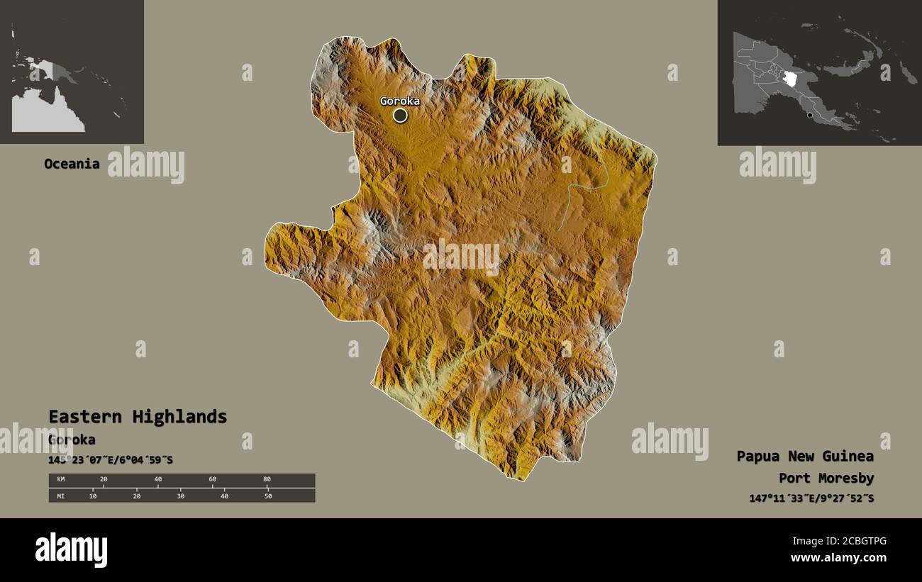 Shape of Eastern Highlands, province of Papua New Guinea, and its ...