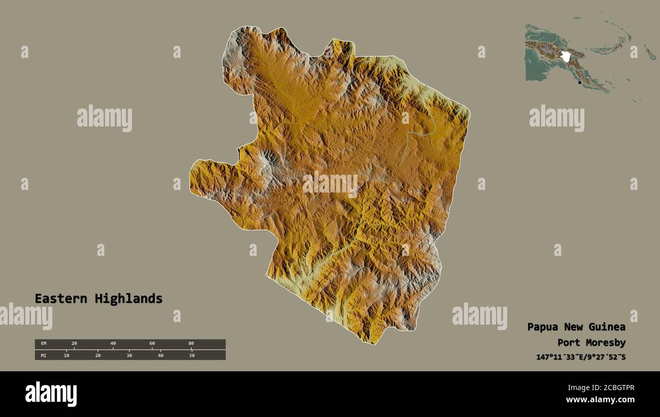 Shape of Eastern Highlands, province of Papua New Guinea, with its ...