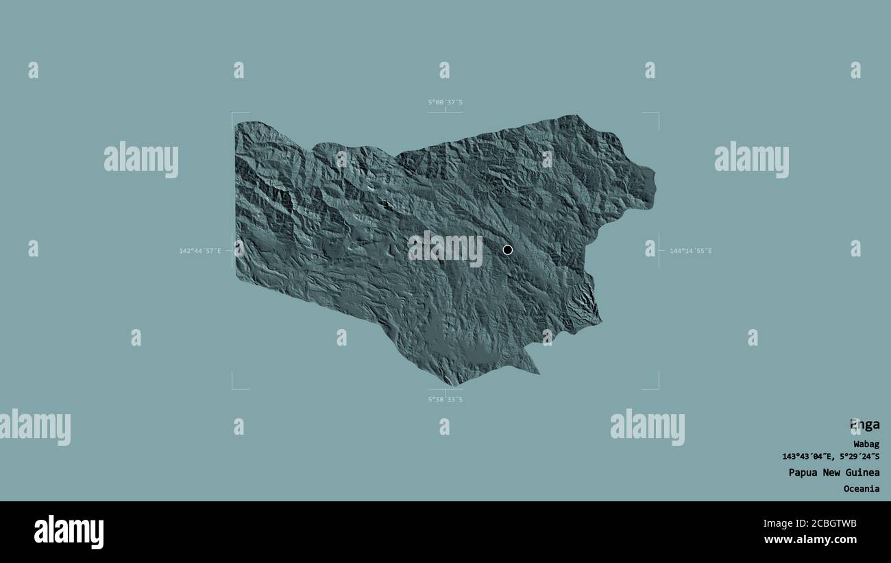 Area of Enga, province of Papua New Guinea, isolated on a solid ...