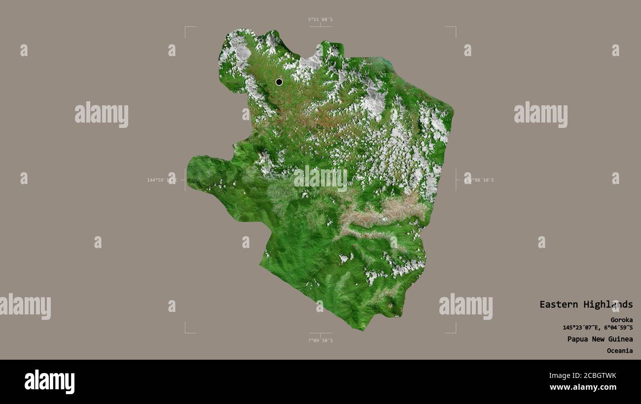 Area of Eastern Highlands, province of Papua New Guinea, isolated on a ...