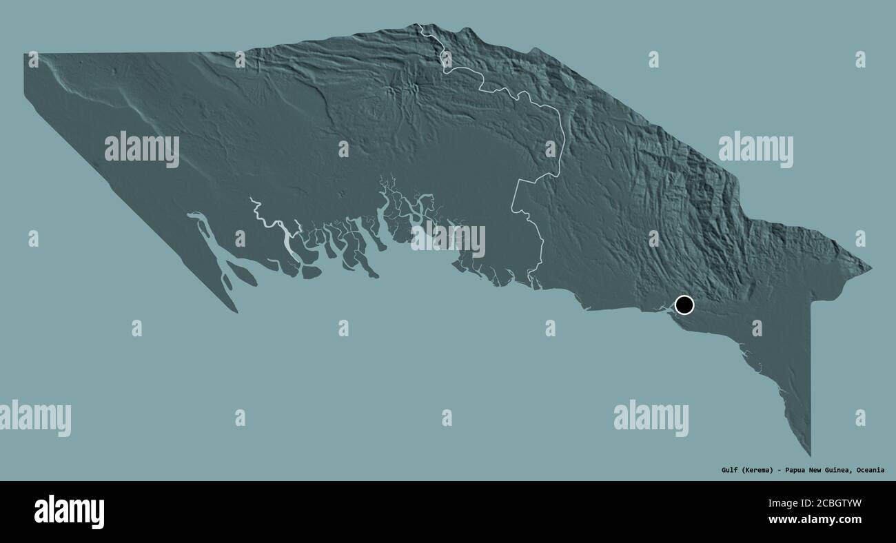 Shape of Gulf, province of Papua New Guinea, with its capital isolated ...