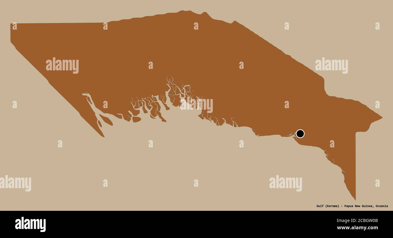 Shape of Gulf, province of Papua New Guinea, with its capital isolated ...