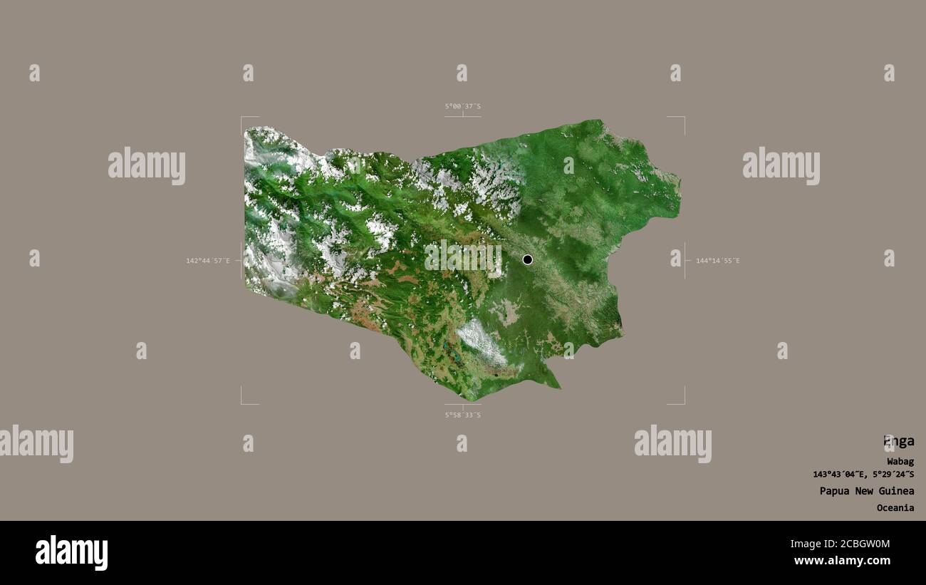 Area of Enga, province of Papua New Guinea, isolated on a solid ...