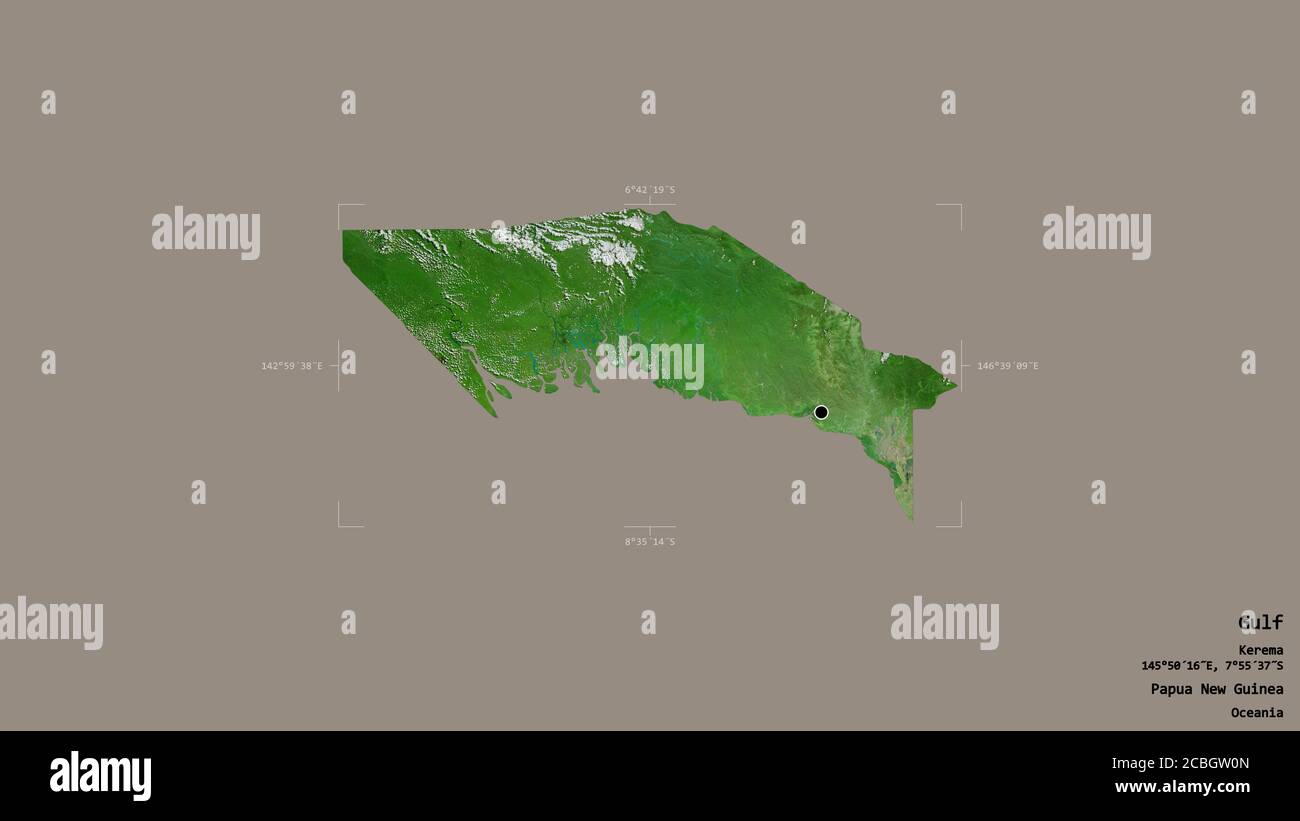 Area of Gulf, province of Papua New Guinea, isolated on a solid ...