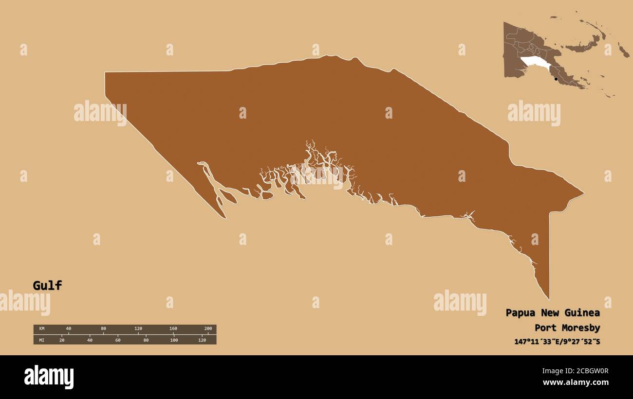 Shape of Gulf, province of Papua New Guinea, with its capital isolated ...