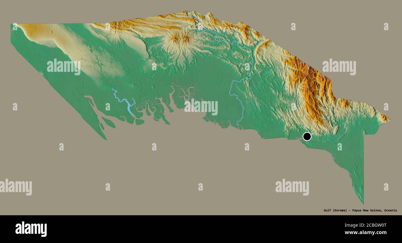 Shape of Gulf, province of Papua New Guinea, with its capital isolated ...