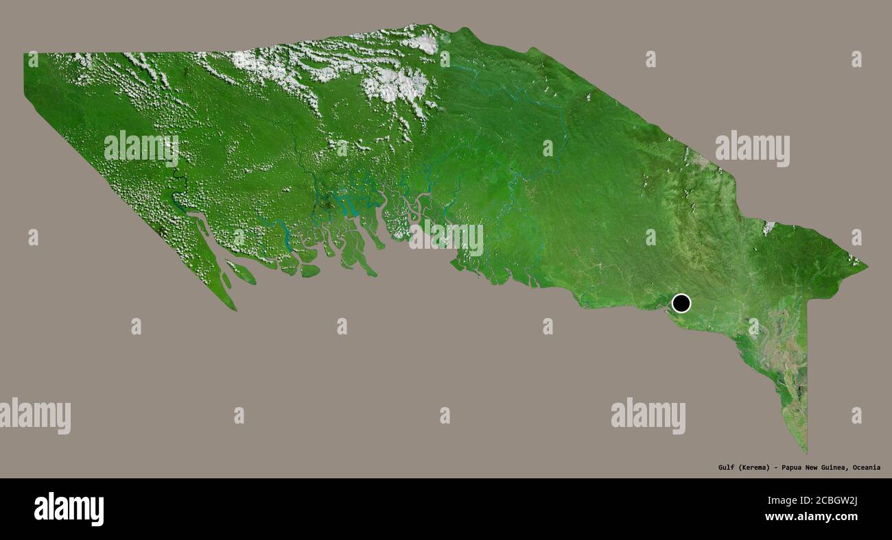 Shape of Gulf, province of Papua New Guinea, with its capital isolated ...