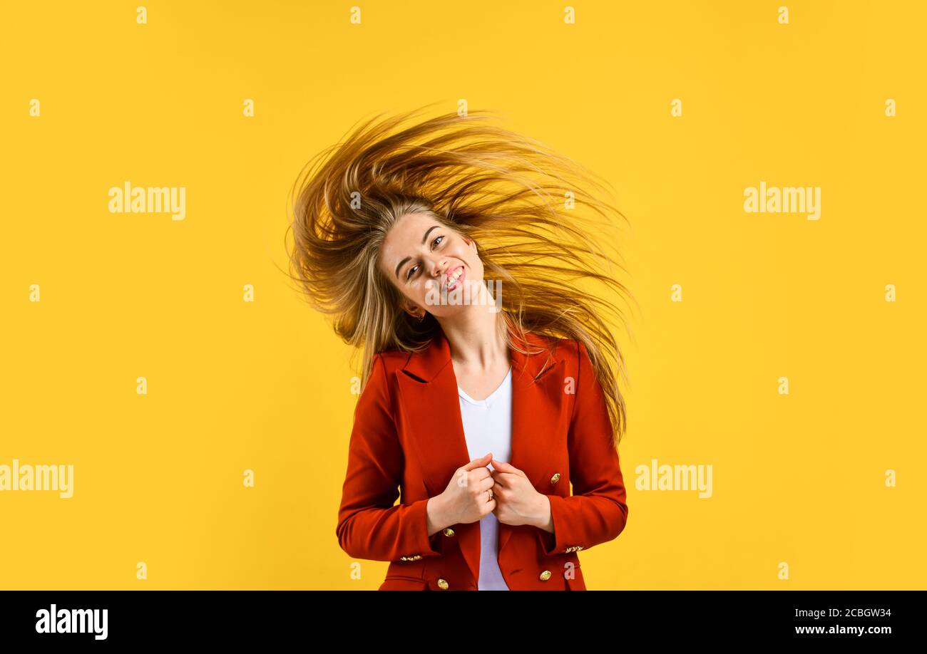 Woman long hairstyle hair fly in air light and free, gorgeous hair ...