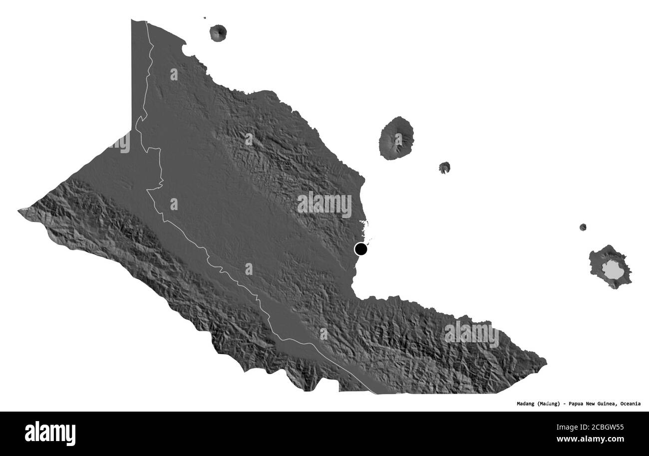 Shape of Madang, province of Papua New Guinea, with its capital ...