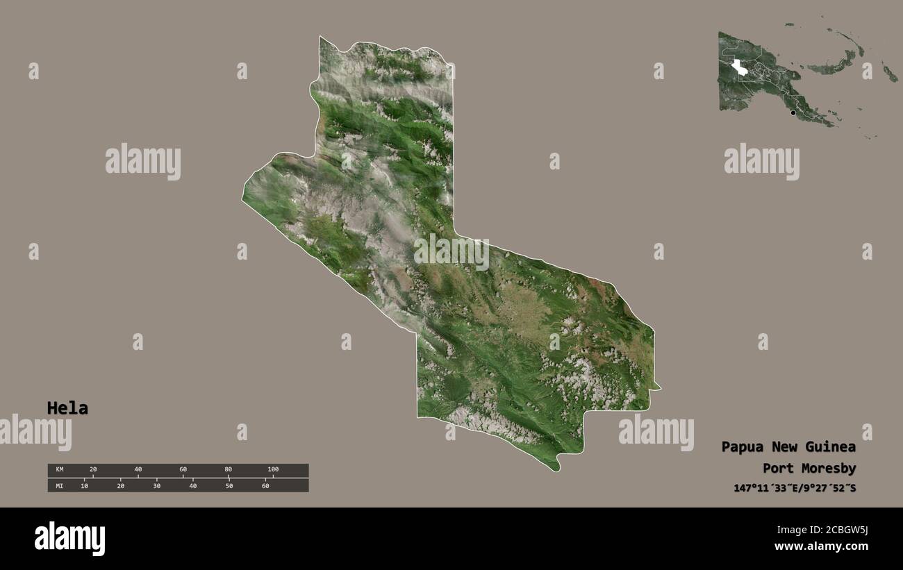 Shape of Hela, province of Papua New Guinea, with its capital isolated ...