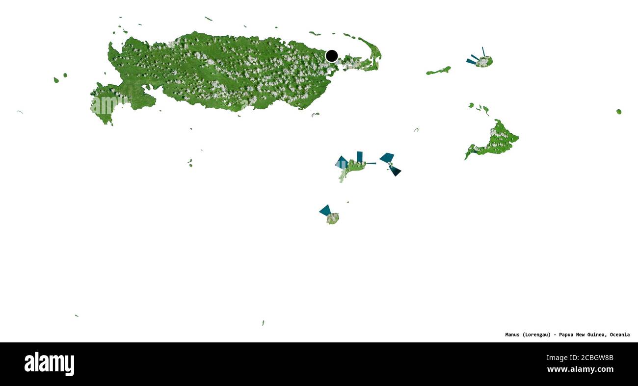 Shape of Manus, province of Papua New Guinea, with its capital isolated ...