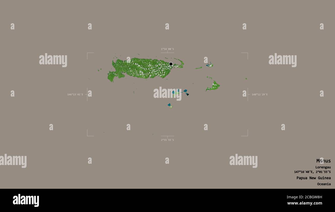 Area of Manus, province of Papua New Guinea, isolated on a solid ...