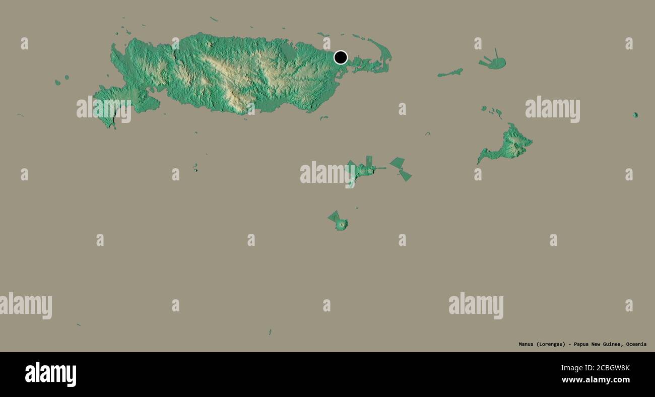 Shape of Manus, province of Papua New Guinea, with its capital isolated ...