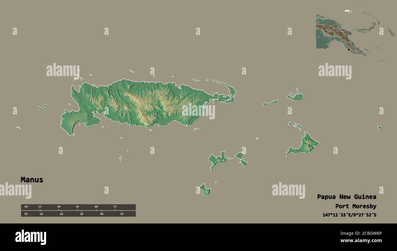 Shape of Manus, province of Papua New Guinea, with its capital isolated ...