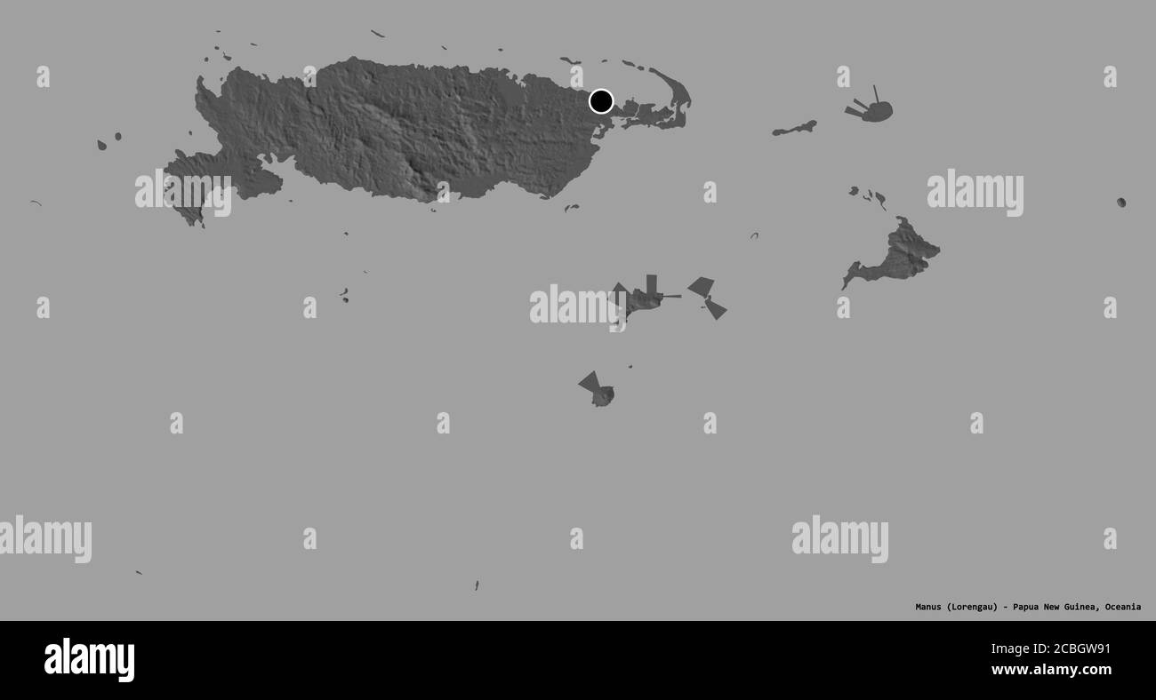 Shape of Manus, province of Papua New Guinea, with its capital isolated ...