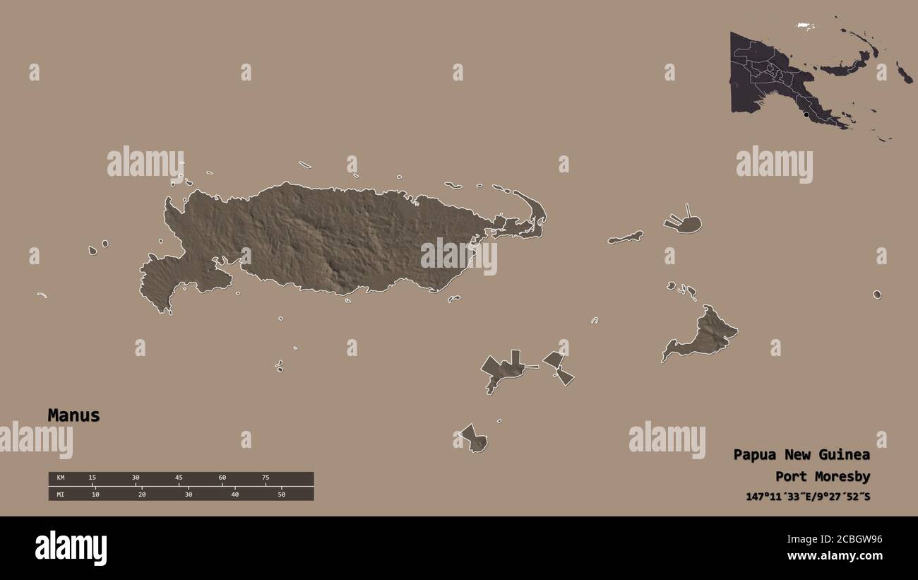 Shape of Manus, province of Papua New Guinea, with its capital isolated ...