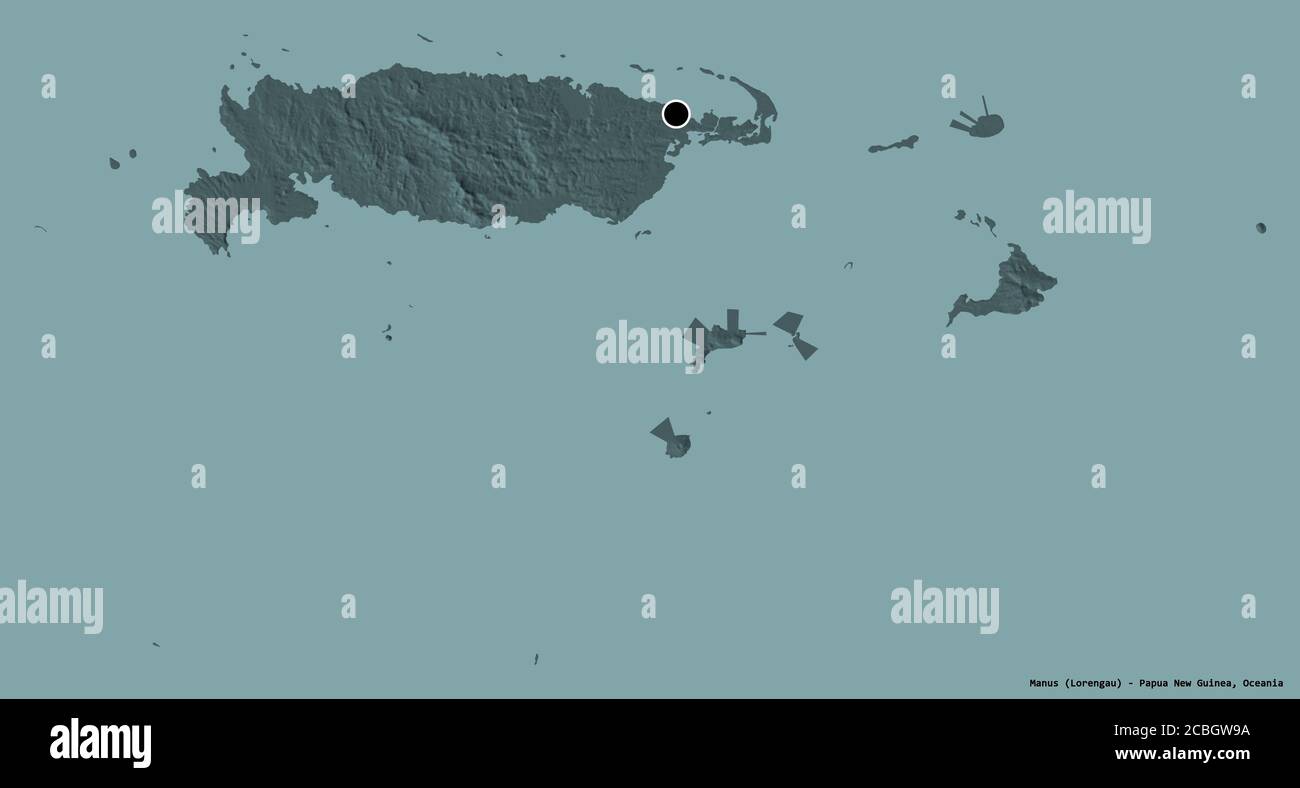 Shape of Manus, province of Papua New Guinea, with its capital isolated ...