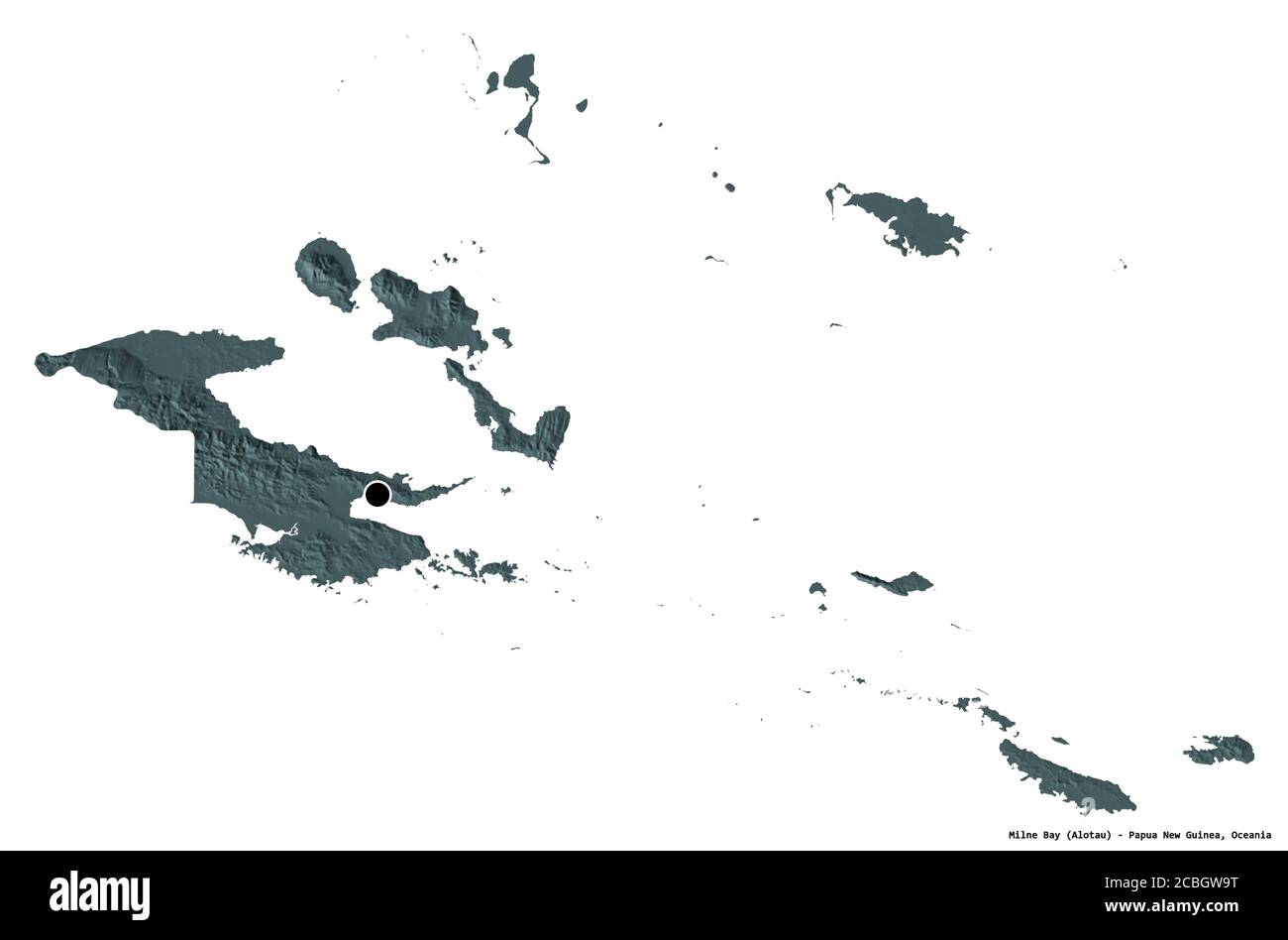 Shape of Milne Bay, province of Papua New Guinea, with its capital ...