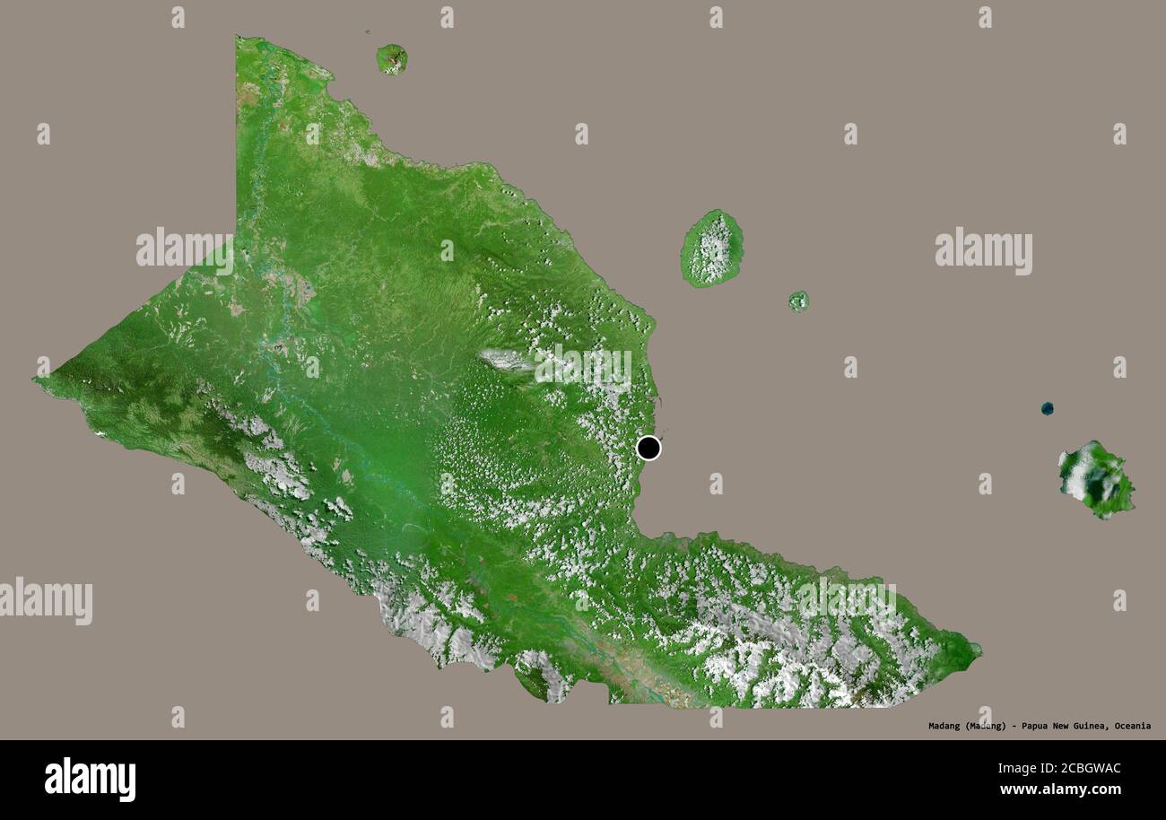 Shape of Madang, province of Papua New Guinea, with its capital ...