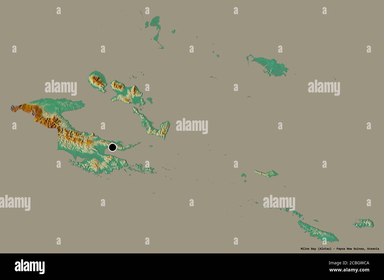 Shape of Milne Bay, province of Papua New Guinea, with its capital ...