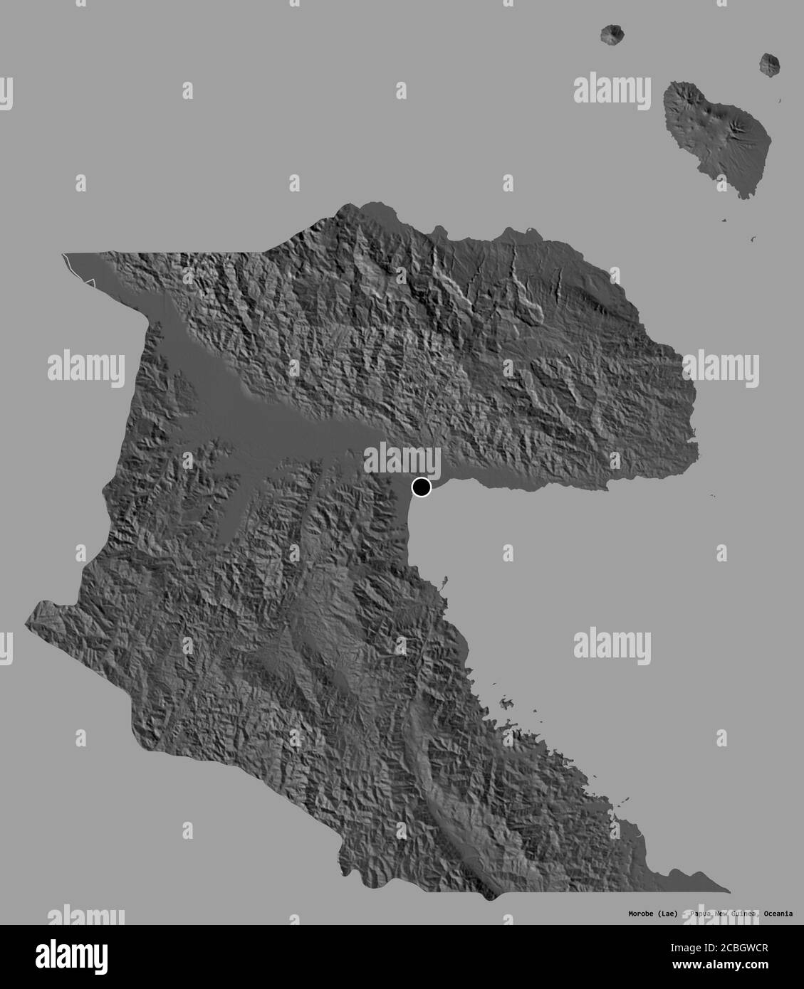 Shape of Morobe, province of Papua New Guinea, with its capital ...