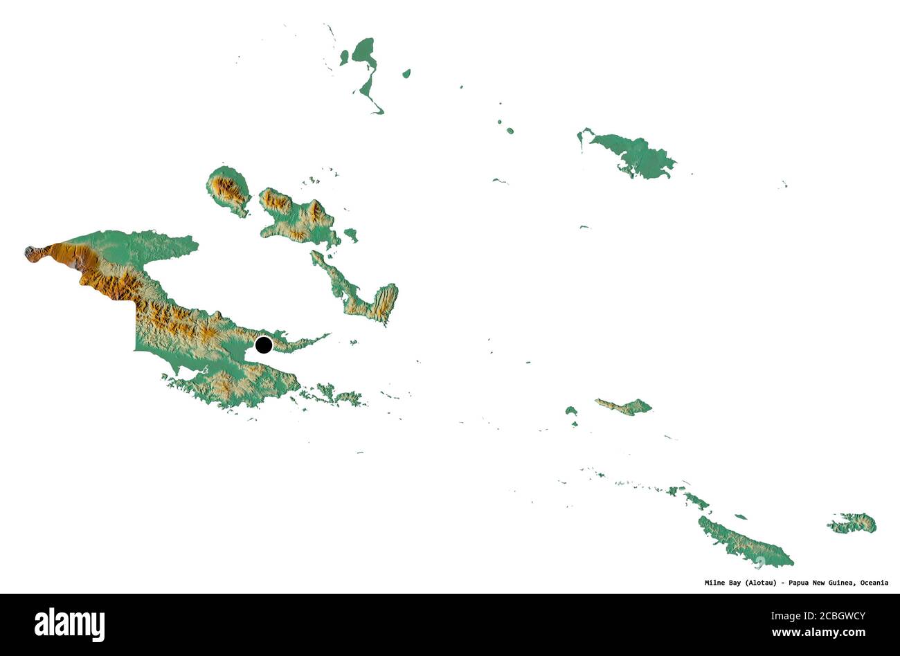 Shape of Milne Bay, province of Papua New Guinea, with its capital ...
